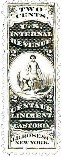 RS204b - 1871-77 2c J. B. Rose & Co. Centaur Liniment Castoria, Black ...