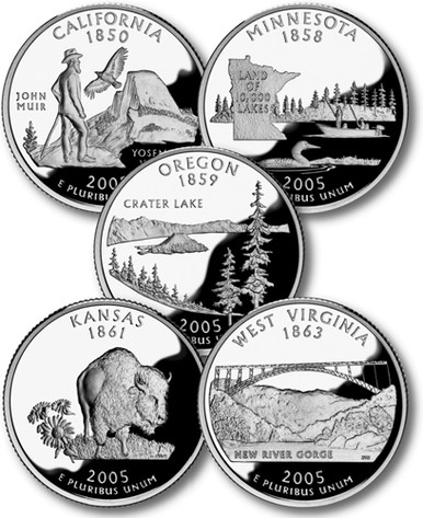 M10187 - 2005 U.S. State Quarters P & D 10v - Mystic Stamp Company
