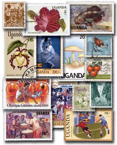 M3701 - Uganda, 50 Different Stamps - Mystic Stamp Company