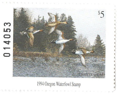 SDOR12 - 1994 Oregon State Duck Stamp - Mystic Stamp Company