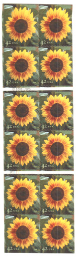 4347a - 2008 42c Sunflower, Booklet Pane of 20 Stamps - Mystic Stamp ...