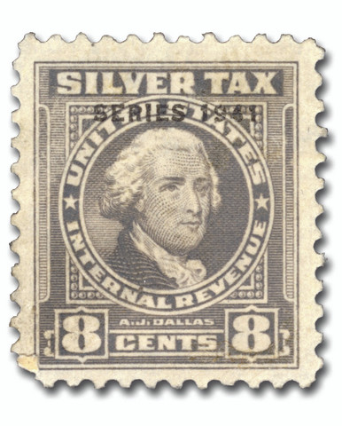 RG63 - 1941 8c Silver Tax, Gray, Overprint 1941 - Mystic Stamp Company