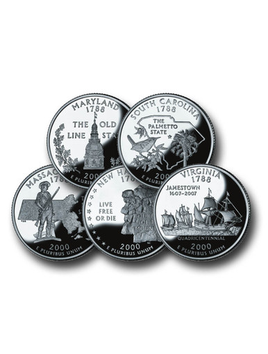 CN200025D - 2000 U.S. Statehood Quarters, D Mint set of 5 - Mystic ...