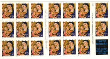 3176a - 1997 32c Madonna & Child, Booklet Pane of 20 Stamps - Mystic ...