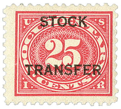 RD7 - 1918-22 25c Stock Transfer Stamp, carmine rose, horizontal ...