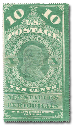 PR2b - 1865 10c Newspaper & Periodical Stamp - Pelure paper, no gum ...