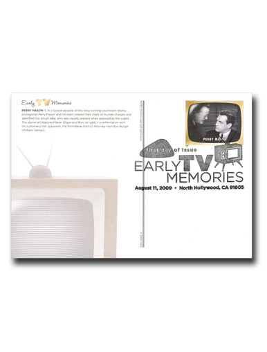 UX580 - 2009 28c Early TV Memories, Perry Mason, First Day Issue Postal ...