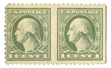 525c - 1918 1c Washington, Gray Green, Offset Printing, Horizontal Pair ...