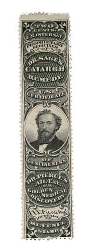 RS190b - 1871-77 2c R. V. Pierce, Black, Silk Paper - Mystic Stamp Company