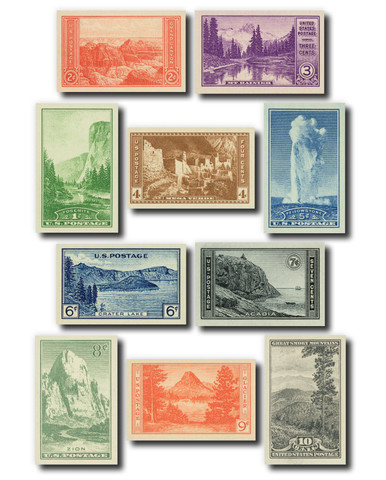 756-65 - 1935 National Parks, Imperf., Complete Set of 10 Stamps ...