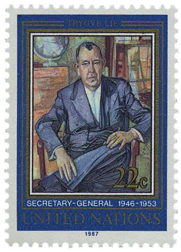 UN494 - 1987 First Secretary General,Trygue Lie - Mystic Stamp Company