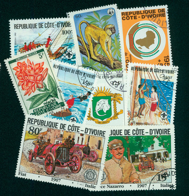 M3405 - Ivory Coast, 25 Different Stamps - Mystic Stamp Company