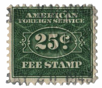RK32 - 1937 25c grn, fee stamp, perf 11 - Mystic Stamp Company