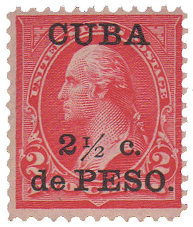 CU223 - 1899 2½c on 2c Washington, Reddish Brown, Type III, Cuba ...