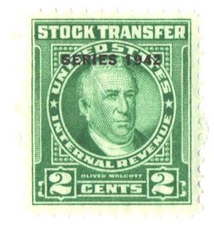 RD118 - 1942 2c Stock Transfer Stamp, bright green, watermark, perf 11 ...