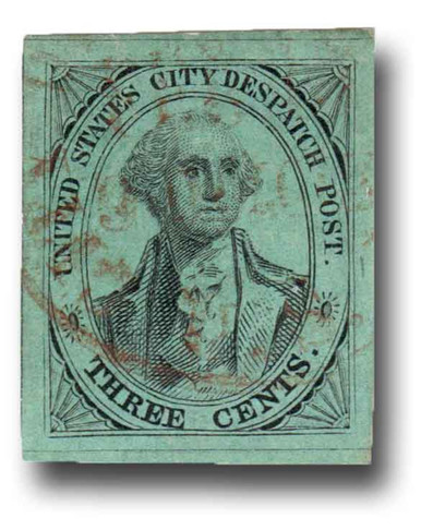 6LB5 - 1842-45 3c United States Despatch Post, Black Blue Green Glazed ...
