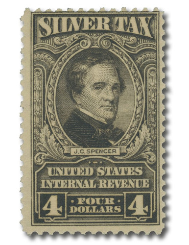 RG123 - 1944 $4 Silver Tax, Gray, Without Overprint - Mystic Stamp Company