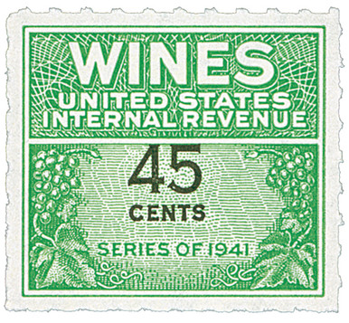 RE137 - 1942 45c Cordials, Wines, Etc. Stamp - Rouletted 7, watermark ...