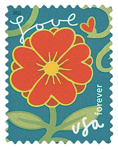 4532 - 2011 First-Class Forever Stamp - Garden of Love: Red Flower ...