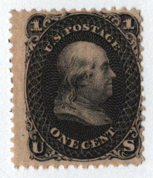 63TC6l - 1861 1c Franklin, Gray Black, Plate Proof on Wove Paper, Perf ...