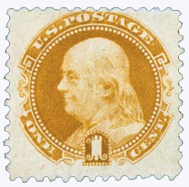 133 - 1880-82 1c Franklin, Buff, Soft Paper, No Grill, Perf. 12 ...