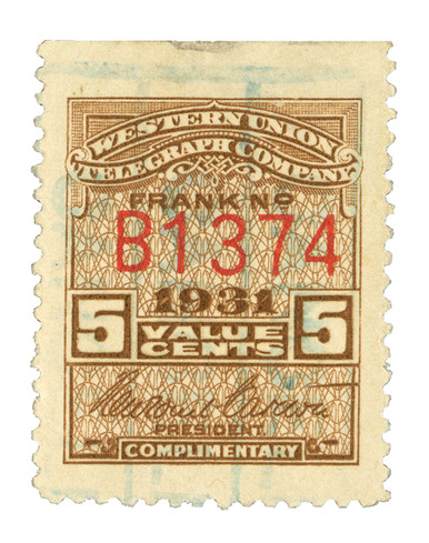16T79 - 1931 5c Western Union Telegraph Company, Brown, Newcomb Carlton ...