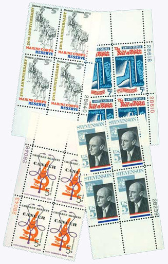 958//1336 - 1948-67 5c Plate Blocks, Collection of 25 - Mystic Stamp ...
