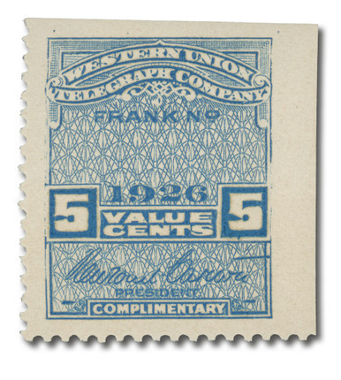 16T69 - 1926 5c Western Union Telegraph Company, Blue, Newcomb Carlton ...