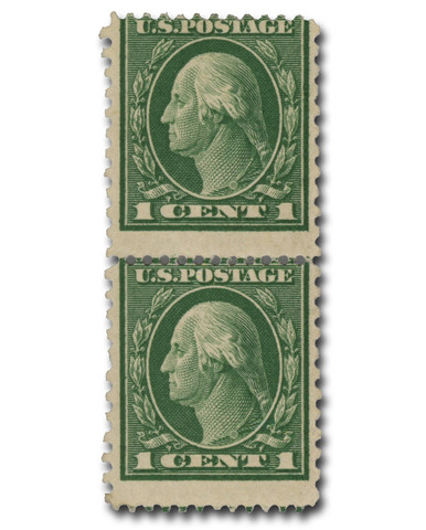 423A - 1914 1c Washington, Green, Single Line Watermark, Perf. 12 x 10 ...