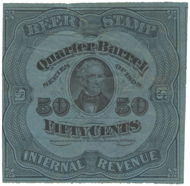 REA60 - 1898 50c Green, Center in Black, Dark Blue Paper, Beer Stamp ...