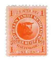 RS252c - 1877-78 1c Vogeler, Meyer & Co., Vermilion, Pink Paper ...