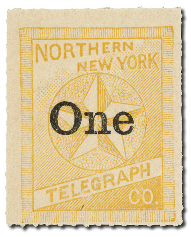 12T3 - 1894-95 1c Northern New York Telegraph Company, Yellow, Black ...