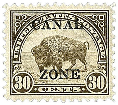 CZ93 - 1925 30c American Buffalo, Olive Brown, Canal Zone Overprint ...