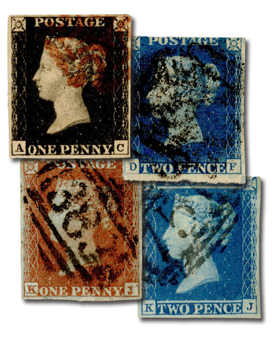 1-4 - 1840-41 The First Four Stamps of Great Britain - Mystic Stamp Company