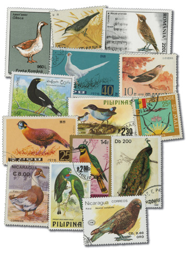 MP1244 - Birds, 100 Different Stamps - Mystic Stamp Company