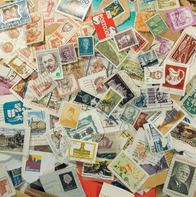 M9129 - 1/2 Pound US & Foreign Stamps On & Off Paper - Mystic Stamp Company