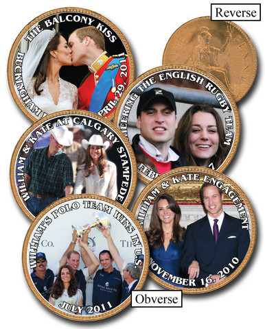 MCN042 - Will and Kate Coins, set of 5 - Mystic Stamp Company