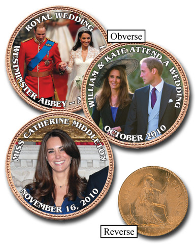 MCN043 - Will and Kate Coins, set of 3 - Mystic Stamp Company