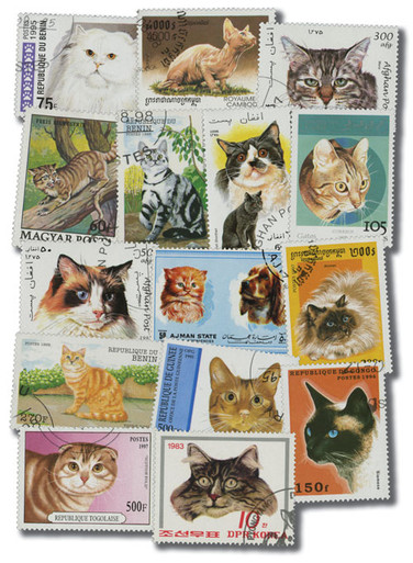 MP1095 - Cats, 200 Different Stamps - Mystic Stamp Company