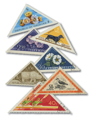 MP1944 - Triangle-Shaped Stamps, 50 Different - Mystic Stamp Company