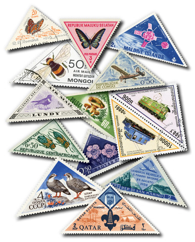MP2095 - Triangle-Shaped Stamps, 95 Different - Mystic Stamp Company