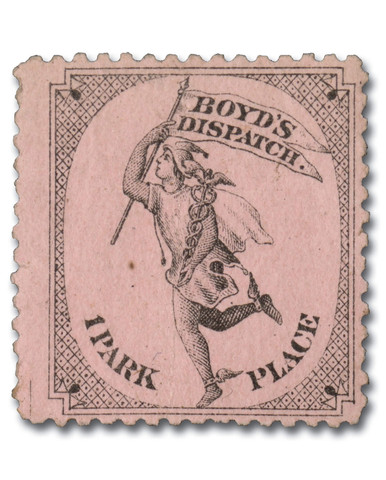 20L52 - 1881 1c Boyd's Dispatch, Black on Pink Paper, Type II - Mystic ...