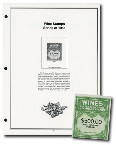RE166 - 1942 $500 Cordials, Wines, Etc. Stamp, Yellow Green & Black ...