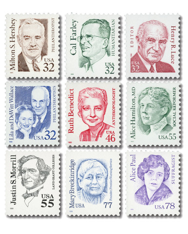 2933/43 - 1995-99 Great Americans Series, Set of 9 stamps - Mystic ...