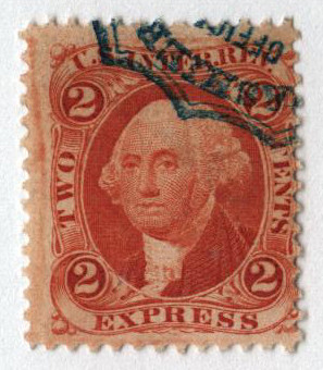 R10d - 1862-71 2c U.S. Internal Revenue Stamp, Express, Orange, Silk ...