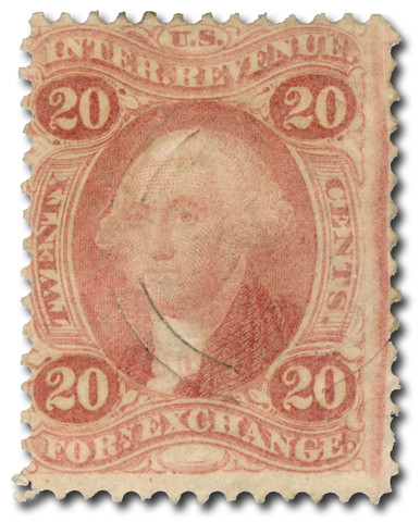 R41d - 1862-71 20c U.S. Internal Revenue Stamp, Foreign Exchange, Red ...