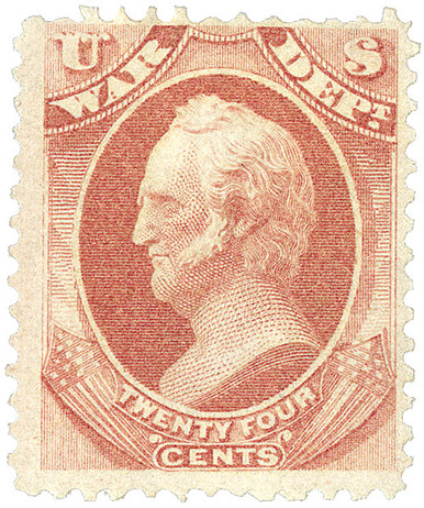O91 - 1873 24c War Department Official, Rose, Hard Paper - Mystic Stamp ...