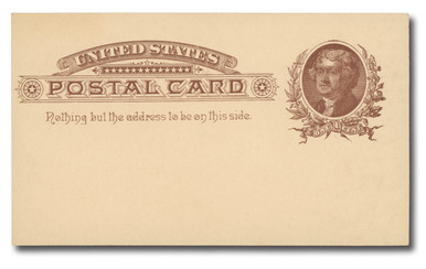 UX8 - 1885 1c Thomas Jefferson, Brown, Buff, Postal Card - Mystic Stamp ...