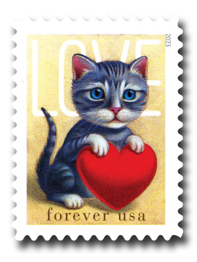 5745 - 2023 First-Class Forever Stamp - Love: Kitten & Heart - Mystic ...
