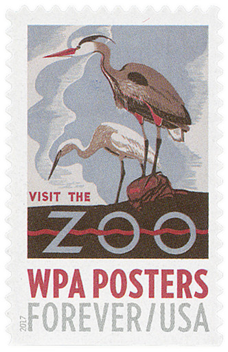 5186 - 2017 First-Class Forever Stamp - WPA Posters: Visit the Zoo ...